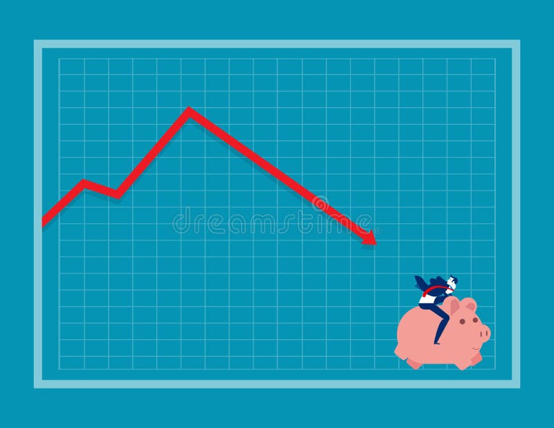 Businessman Falling Down a Red Arrow on a Chart. Concept Business ...