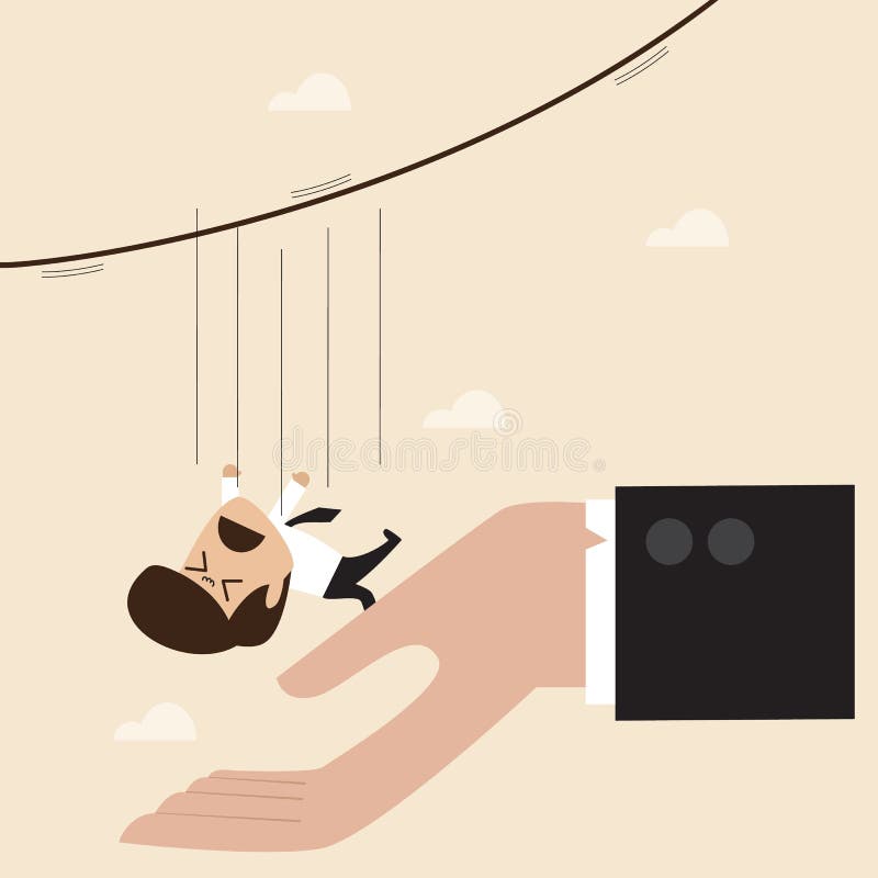 Businessman Falling from Rope To the Big Hand Stock Vector ...