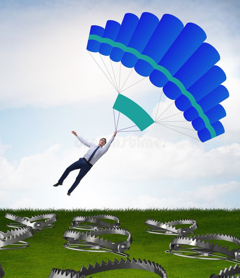 Parachute Falling from the Sky Carring Supplies Stock Photo - Image of ...
