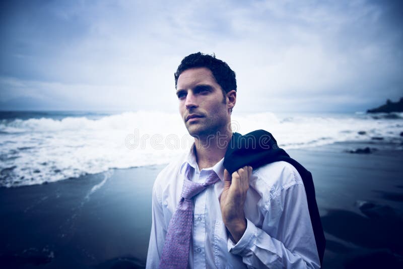 Businessman feeling blue stock photo. Image of seascape - 39416884
