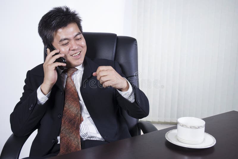 Businessman Feeling Happy at Work Stock Image - Image of handsome ...