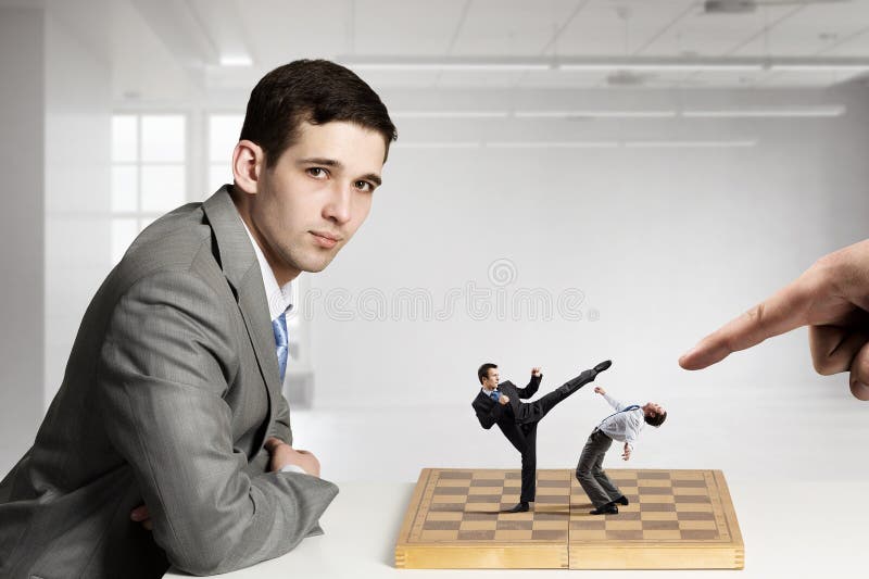Businessman Fighting on the Chessboard Stock Image - Image of concept ...