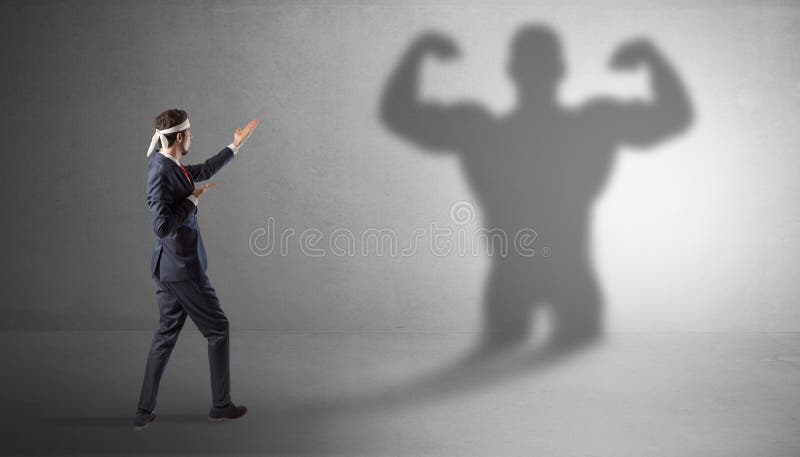 Businessman Fighting with His Bossy Shadow Stock Image - Image of ...
