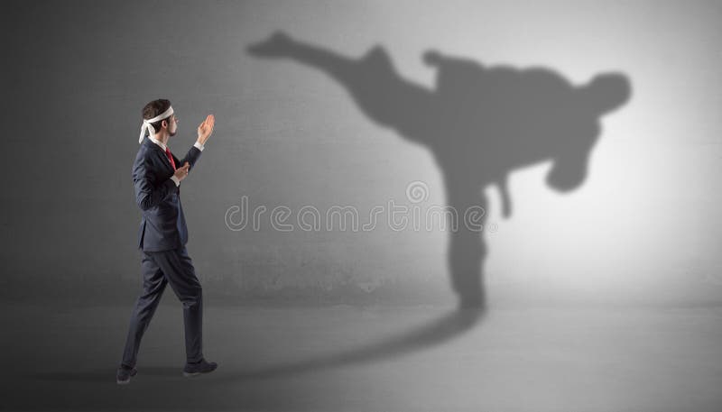 Young Businessman Fighting with His Shadow Stock Image - Image of ...