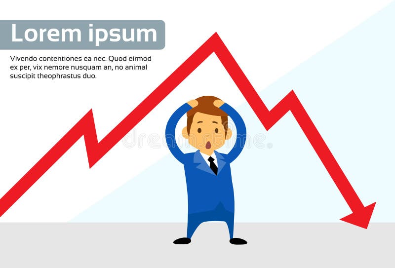 Businessman Fall Down Red Arrow Graph Financial Stock Vector ...