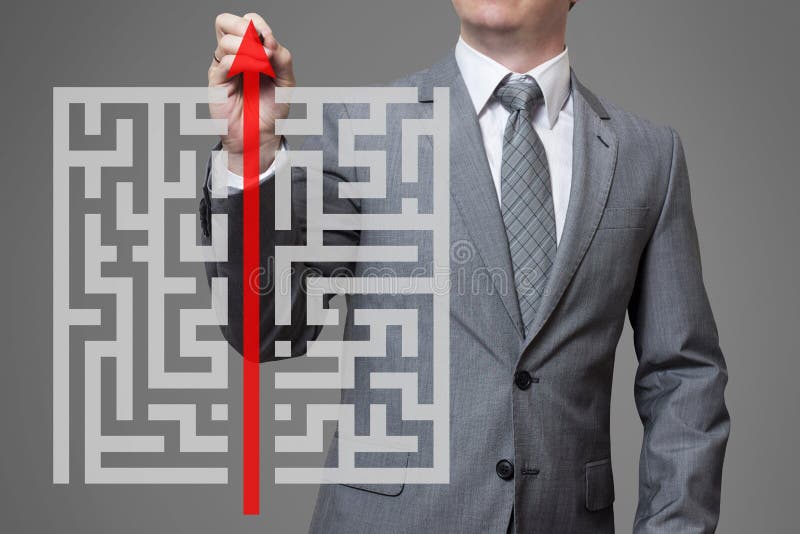Businessman Finding the Solution of a Maze Stock Image - Image of path ... Businessman Finding the Solution of a Maze Stock Image - Image of path ...