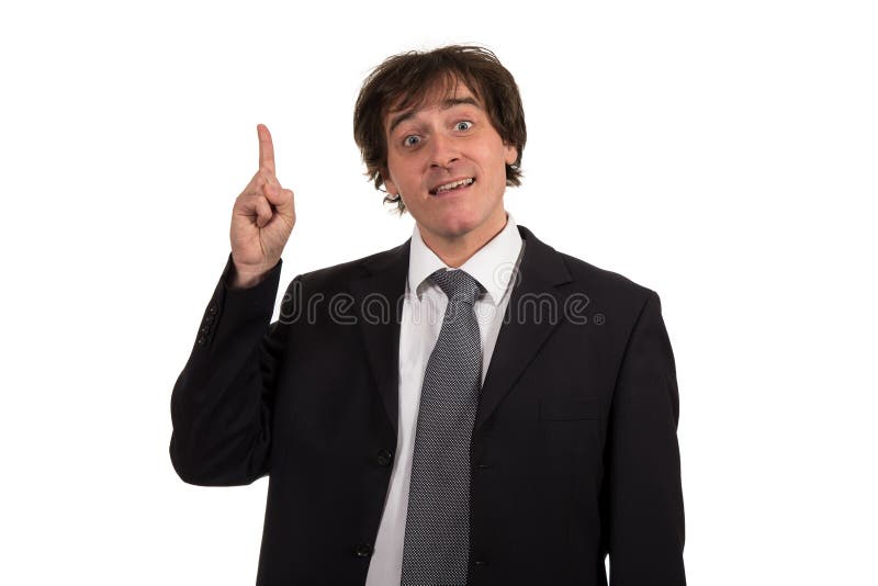 Businessman with Finger Point Up Stock Image - Image of male, gentleman ...