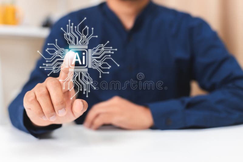 Businessman Finger Pointing AI Connection Network Data. Business ...