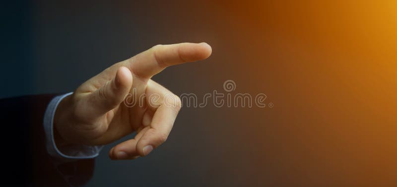 Businessman S Finger Pointing or Touching Stock Image - Image of touch ...