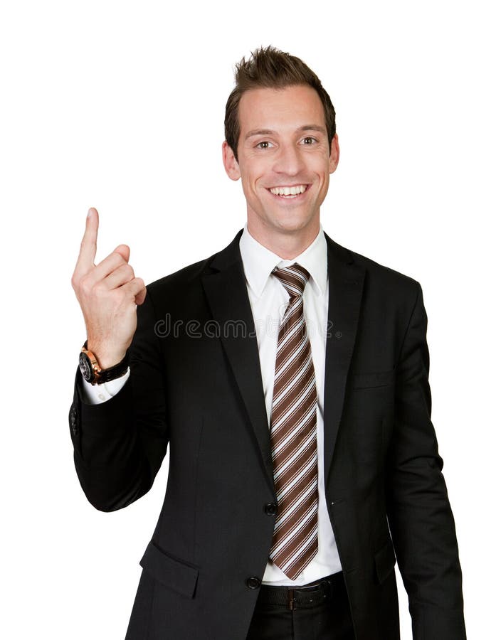 Businessman with Finger Pointing Up Stock Photo - Image of adult ...