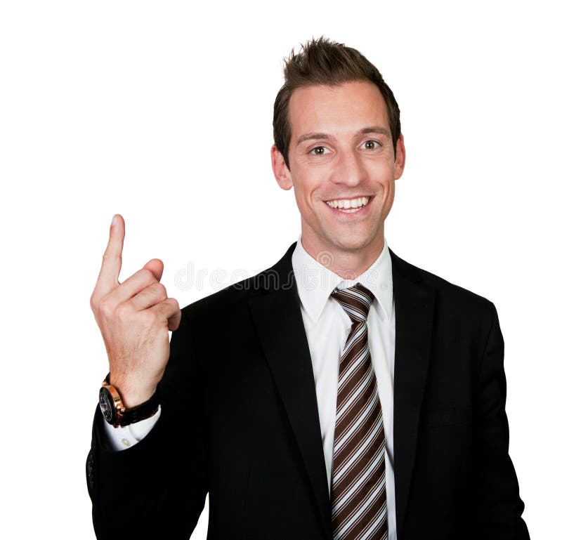 Businessman with Finger Pointing Up Stock Photo - Image of male, black ...