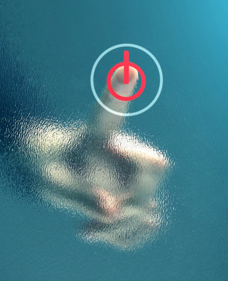 Businessman Finger Presses the Power Button - Turned Off Stock Photo ...