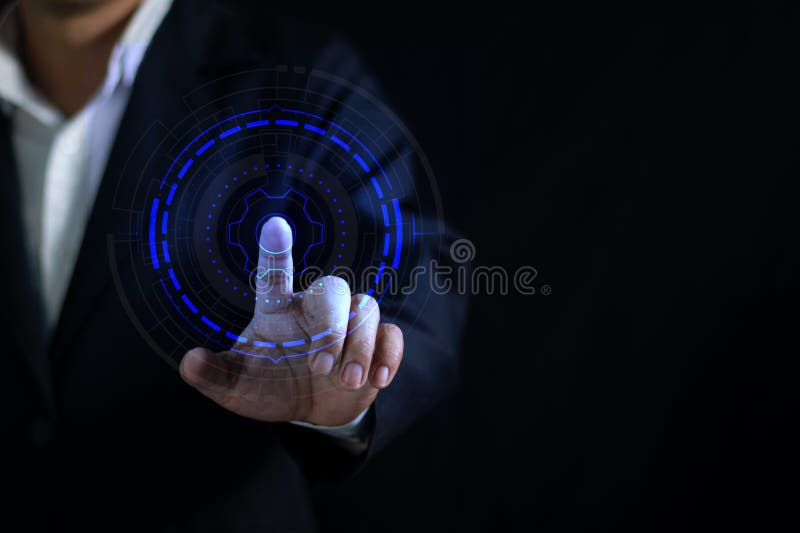 Finger Touching Fingerprint Scanner Touchscreen Biometric Security ...