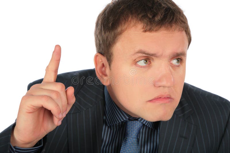 Businessman with finger up stock photo. Image of cognizance - 7549972