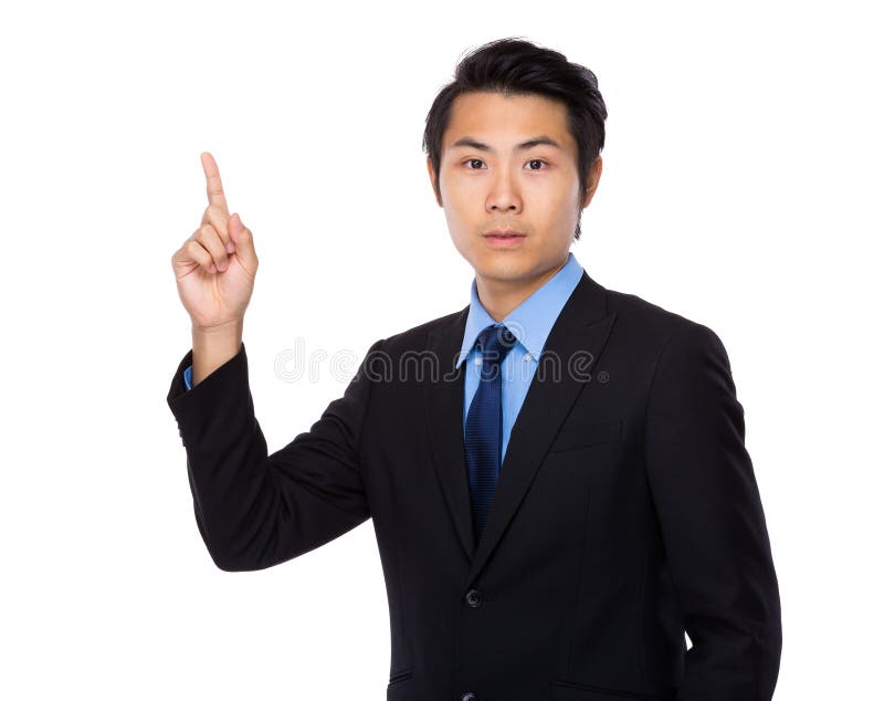 Businessman S Finger Pointing or Touching Stock Image - Image of touch ...