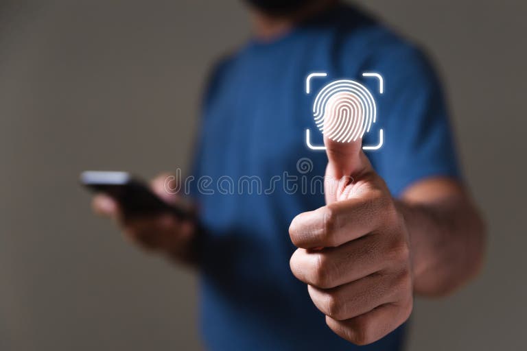 Businessman Fingerprint Digital Scanner. Security Electronic Password ...