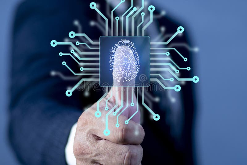 Businessman Fingerprint Scan Provides Security Access with Biometrics ...