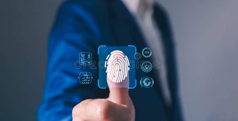 Businessman Fingerprint Scanning And Biometric Authentication