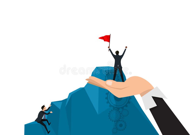 Businessman First Reached the Summit of the Mountain Stock Vector ...
