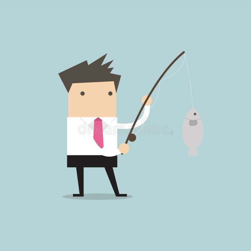 Businessman Fishing a Big Fish Stock Vector - Illustration of pull ...