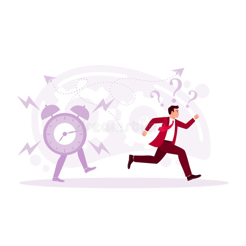A Businessman Flees from the Sound of the Alarm. Business Concept of ... A Businessman Flees from the Sound of the Alarm. Business Concept of ...