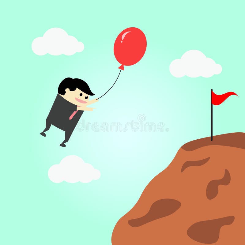 Businessman Flying in Air Go To Success Stock Vector - Illustration of ...