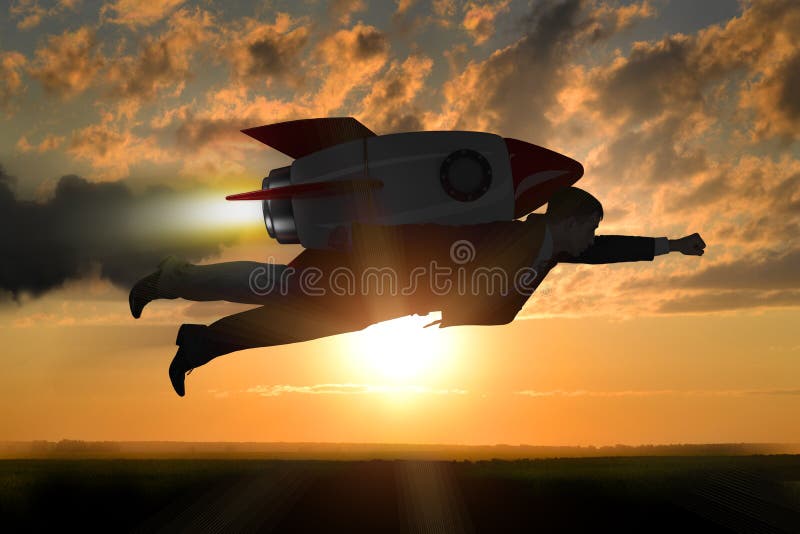 Businessman Flying with Rocket Stock Image - Image of rocket, person ...