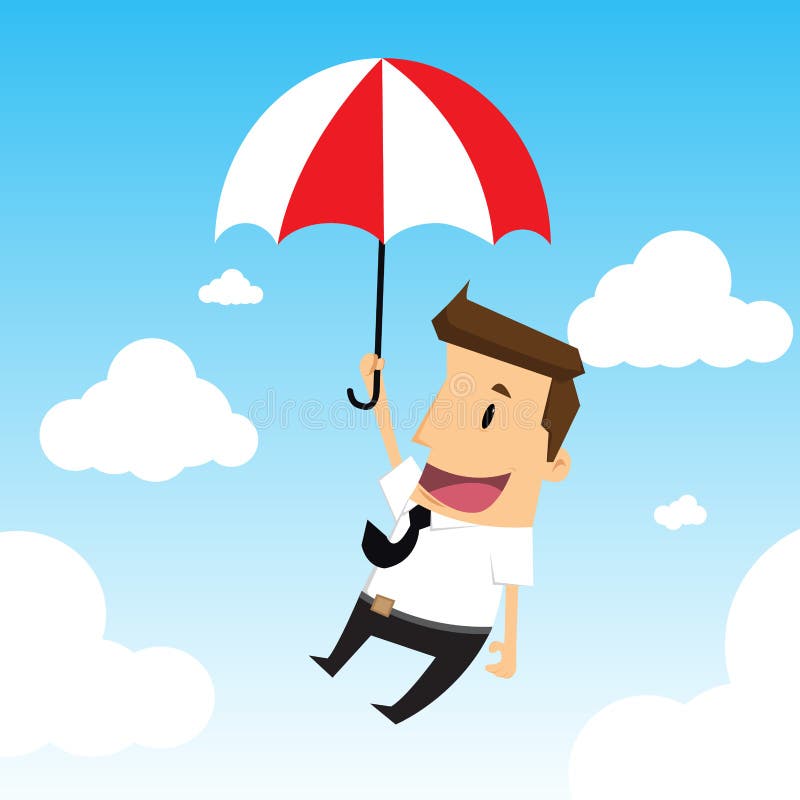 Businessman Flying in the Sky Stock Vector - Illustration of work ...