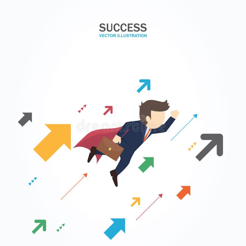 Businessman Flying Up with Arrow. Stock Vector - Illustration of start ...