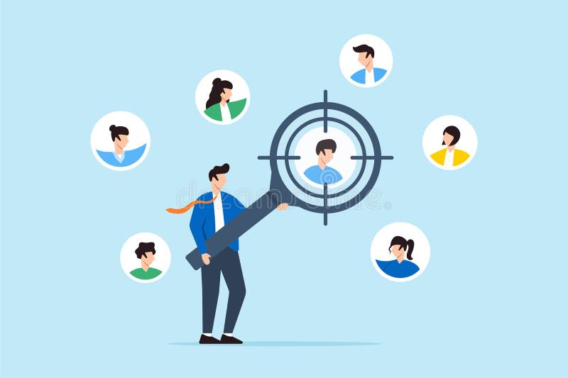 Businessman Focus with Magnifying Glass on Customer, User, or People ...