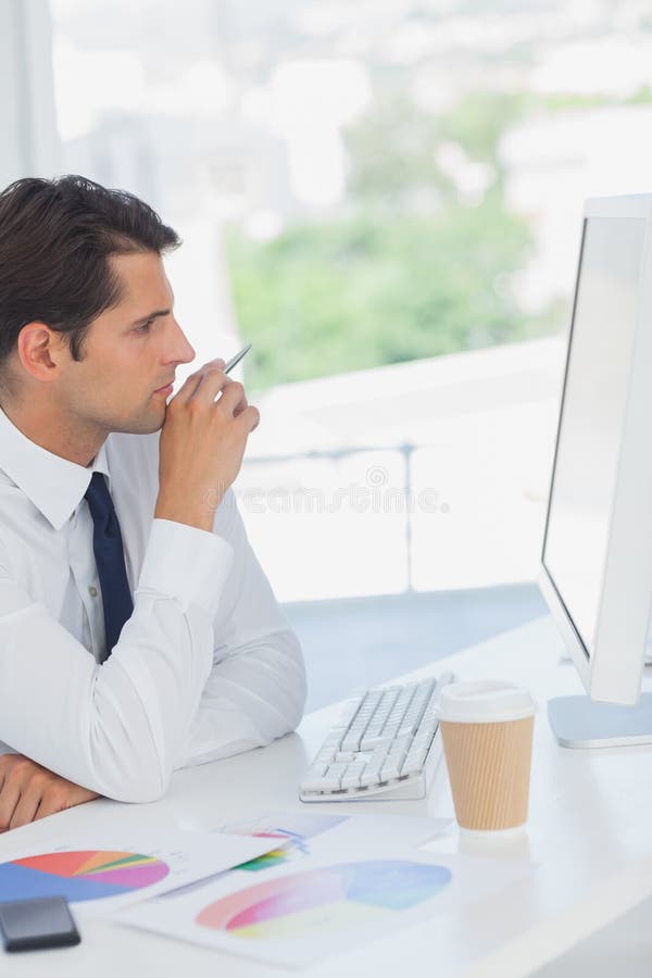 Businessman Focused on the Computer Stock Photo - Image of computer ...