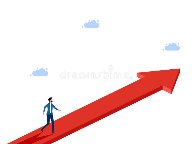 Businessman Follows an Arrow Pointing Forward. Career Advancement and ...