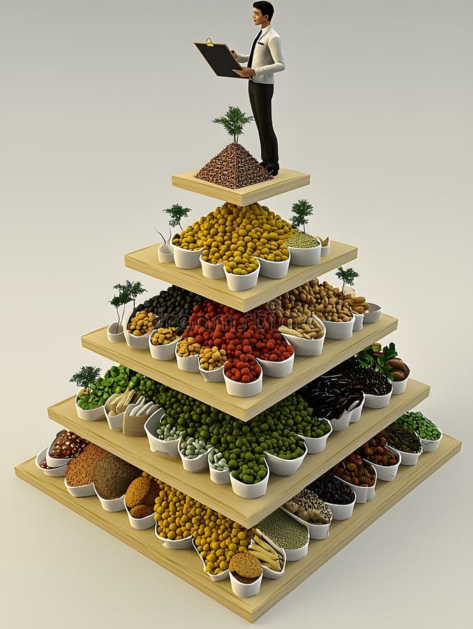 Businessman on a Food Pyramid Design Stock Image - Image of grocery ...