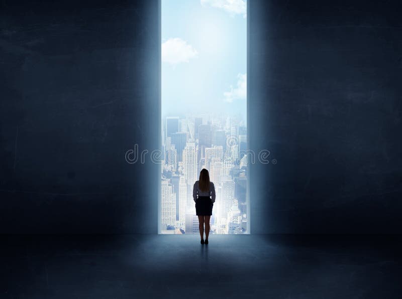 Businessman in Front of the Huge Gate Stock Photo - Image of leader ...