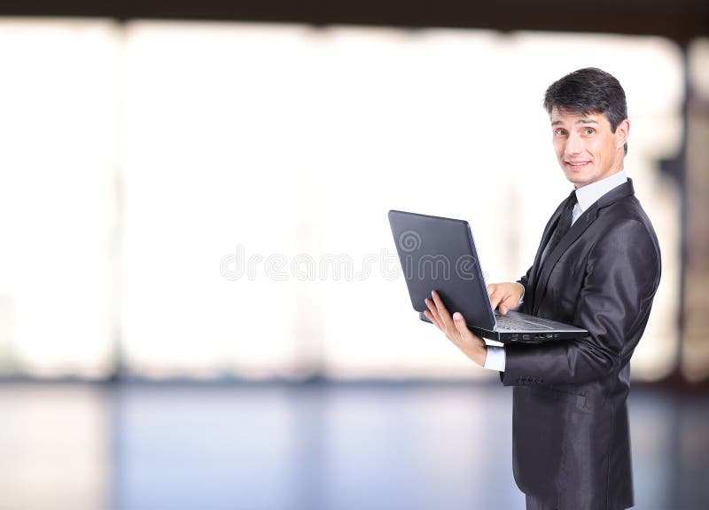 Businessman in Front of Laptop Computer Stock Photo - Image of ...