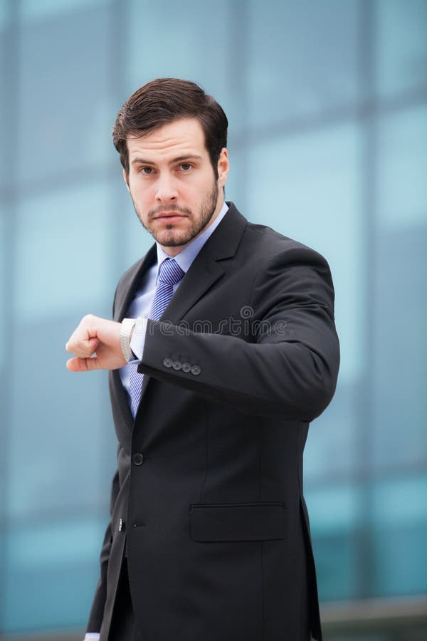 Businessman in Front of an Office Building Stock Photo - Image of ...