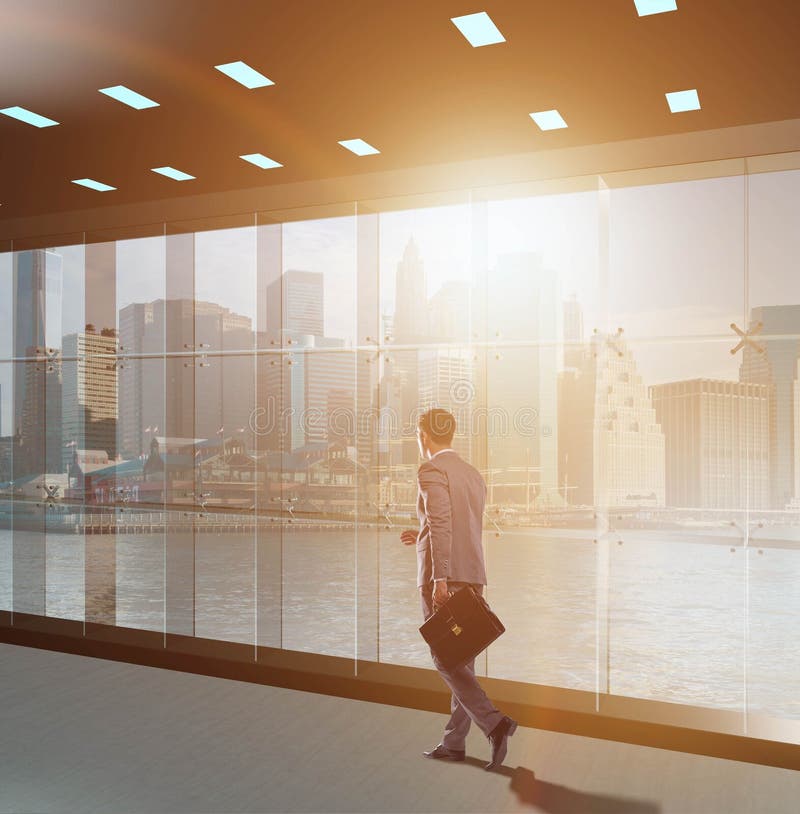 Businessman Front Office Window Thinking New Challenges Stock Photos ...