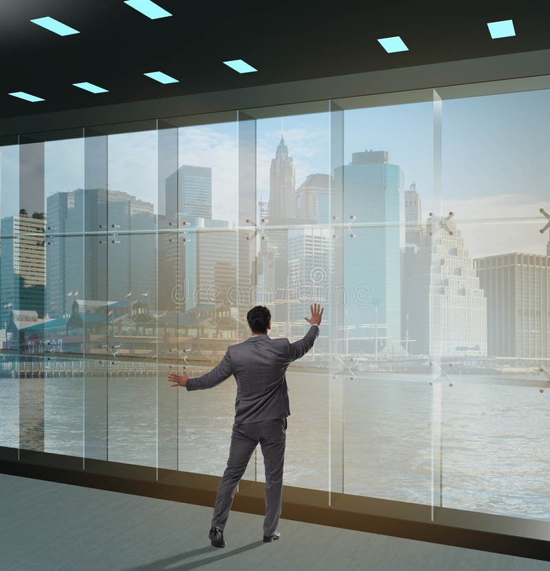 Businessman Front Office Window Thinking New Challenges Stock Photos ...