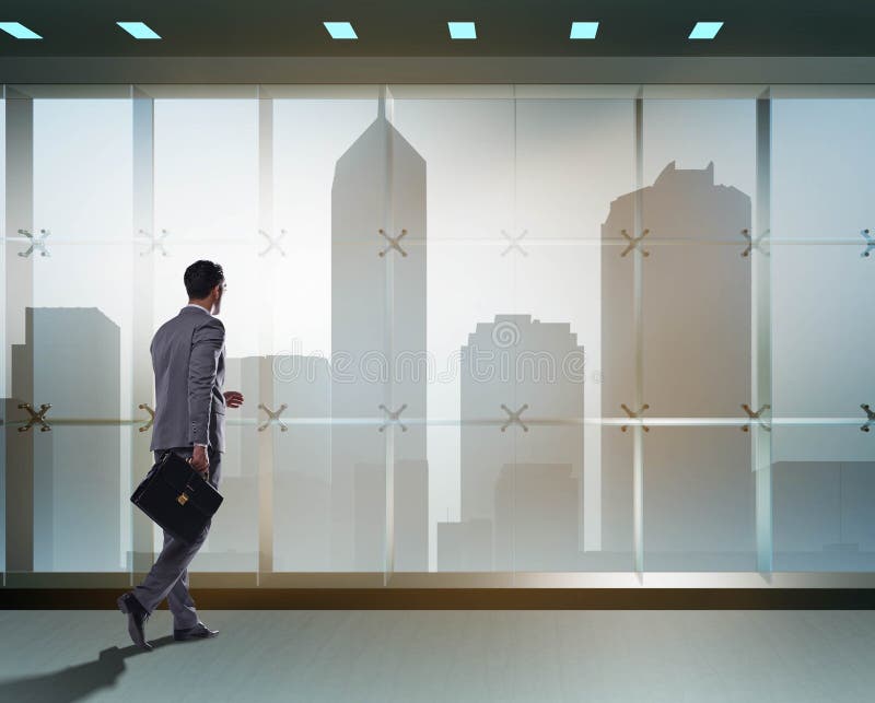 Businessman Front Office Window Thinking New Challenges Stock Photos ...