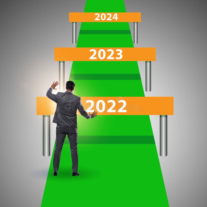 Businessman in Front of Year Barriers Stock Photo - Image of ...