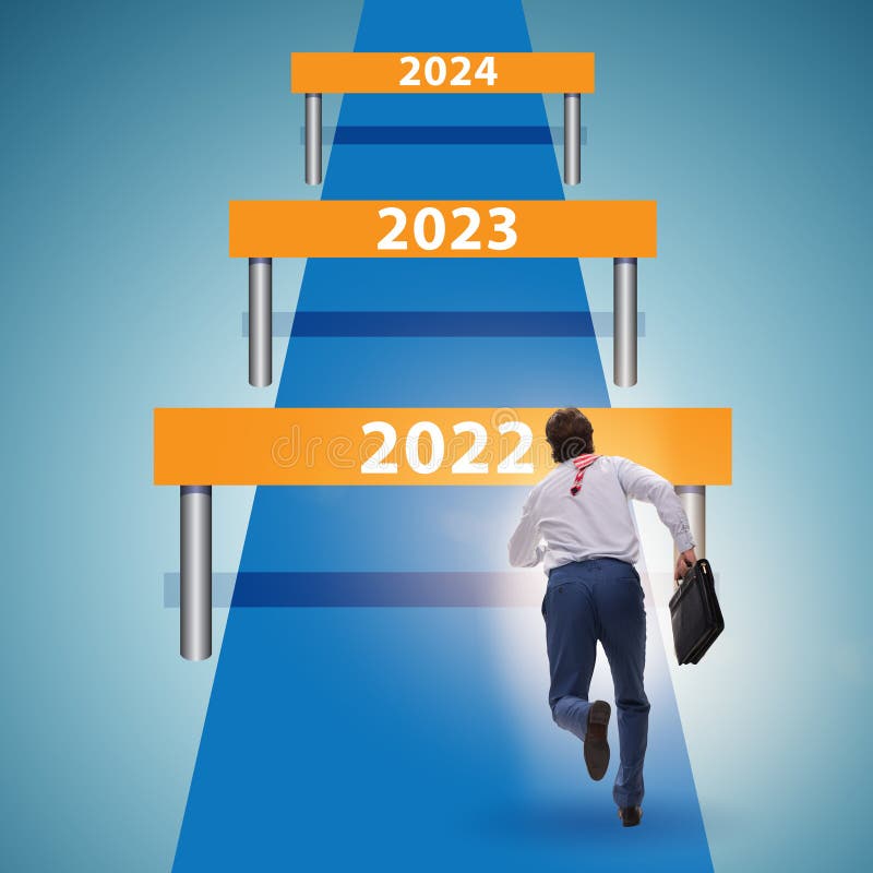 Businessman in Front of Year Barriers Stock Image - Image of month ...