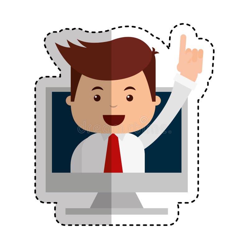 Businessman Funny with Computer Character Icon Stock Vector ...