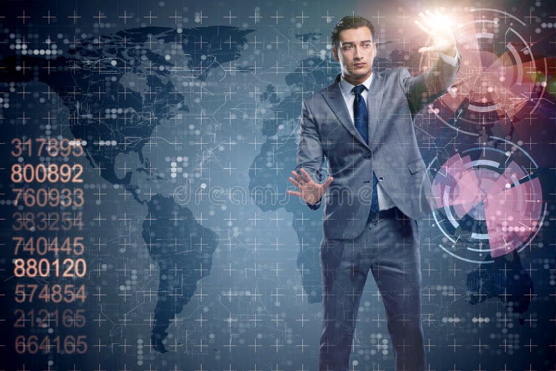 The Businessman in Futuristic Computing Concept Stock Illustration ...