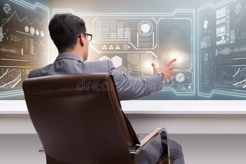 The Businessman in Futuristic Computing Concept Stock Photo - Image of ...