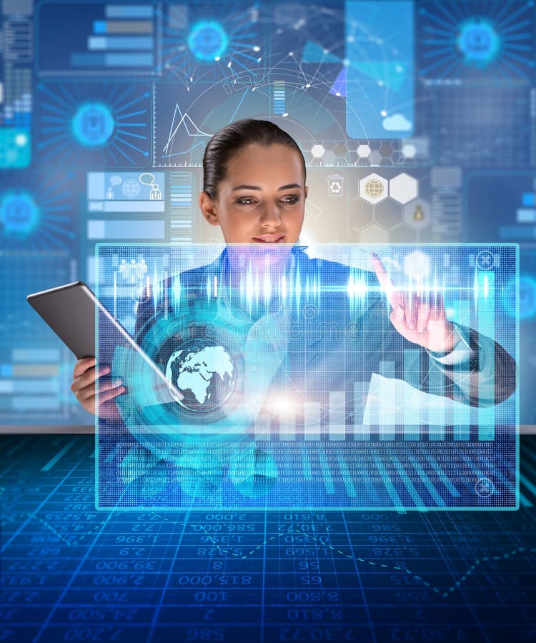 The Businessman in Futuristic Trading Concept Stock Illustration ...