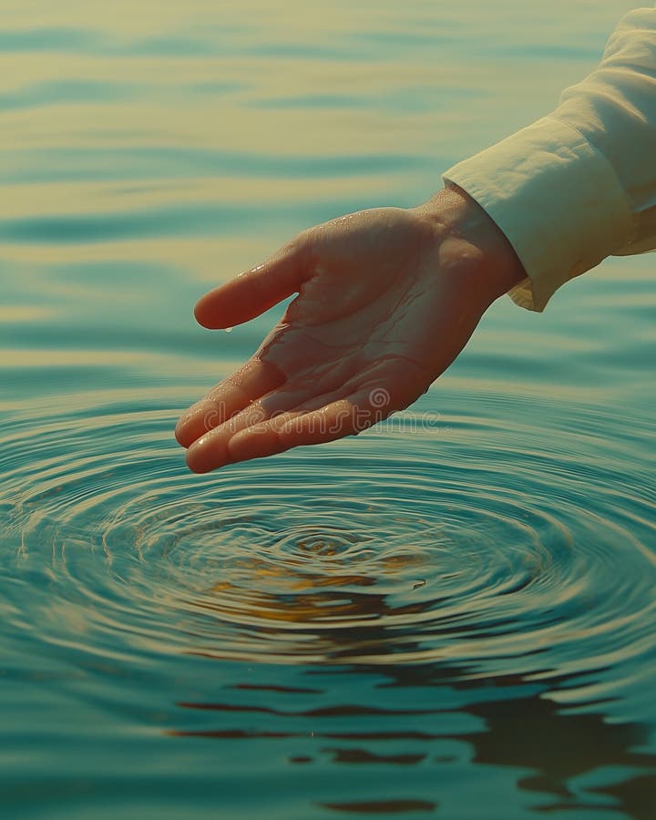 Businessman Gently Creating Concentric Ripples on the Water& X27;s ...
