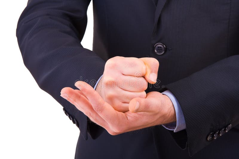 Businessman Gesturing with Both Hands. Stock Photo - Image of ...