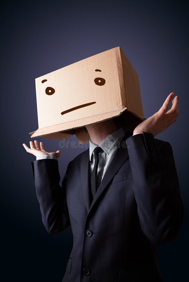 Businessman Gesturing Cardboard Box His Head Stra Stock Photos - Free ...