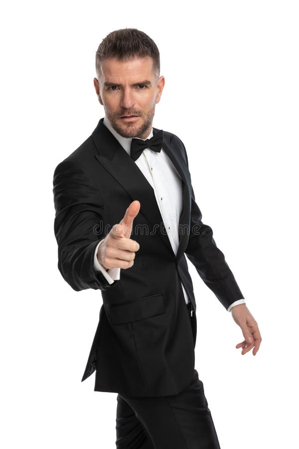 Businessman Gesturing a Fingergun and Pointing at the Camera Stock ...