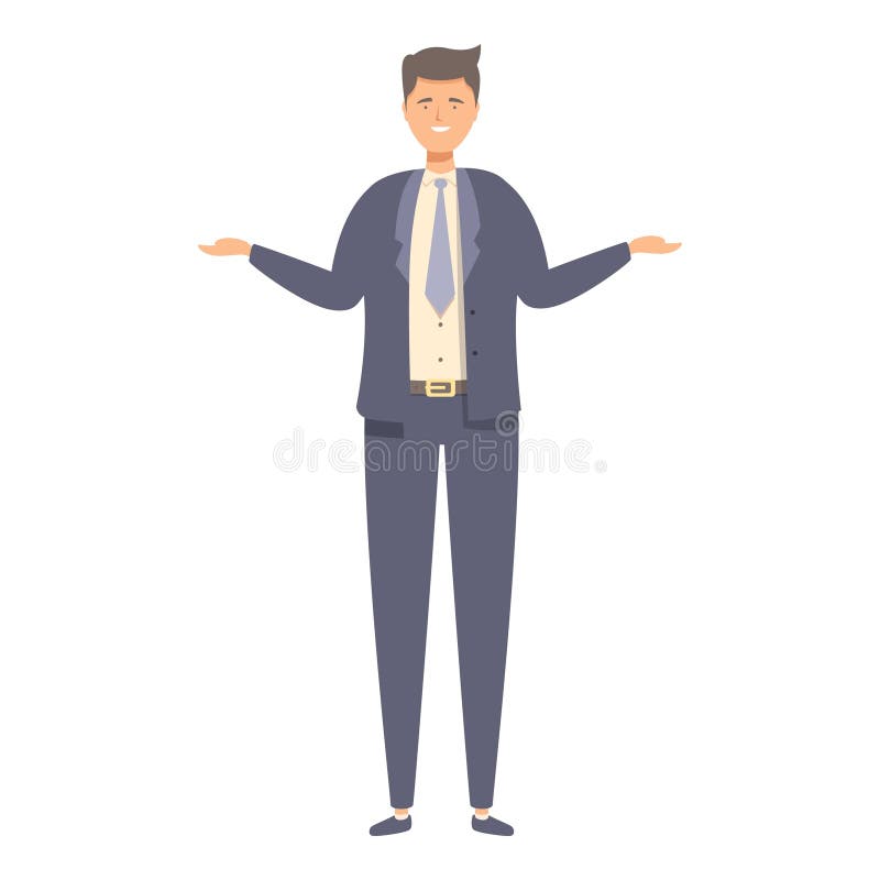 Businessman Gesturing with Open Arms Presenting Something Stock Vector ...